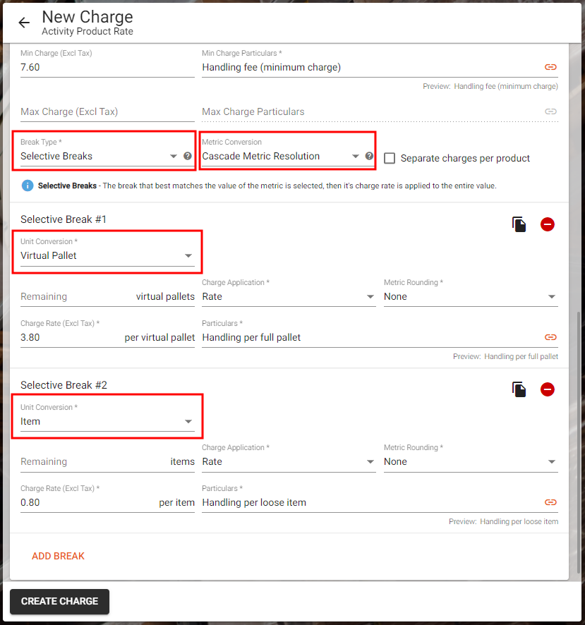 Working with charges on a Product Rate – Consignly